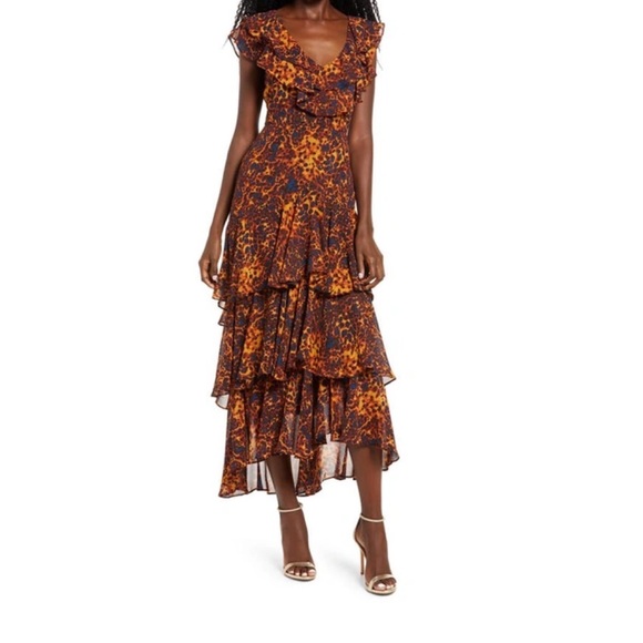 Wayf | Dresses | Wayfchelsea Tiered Ruffle Maxi Dress In Tortoise ...
